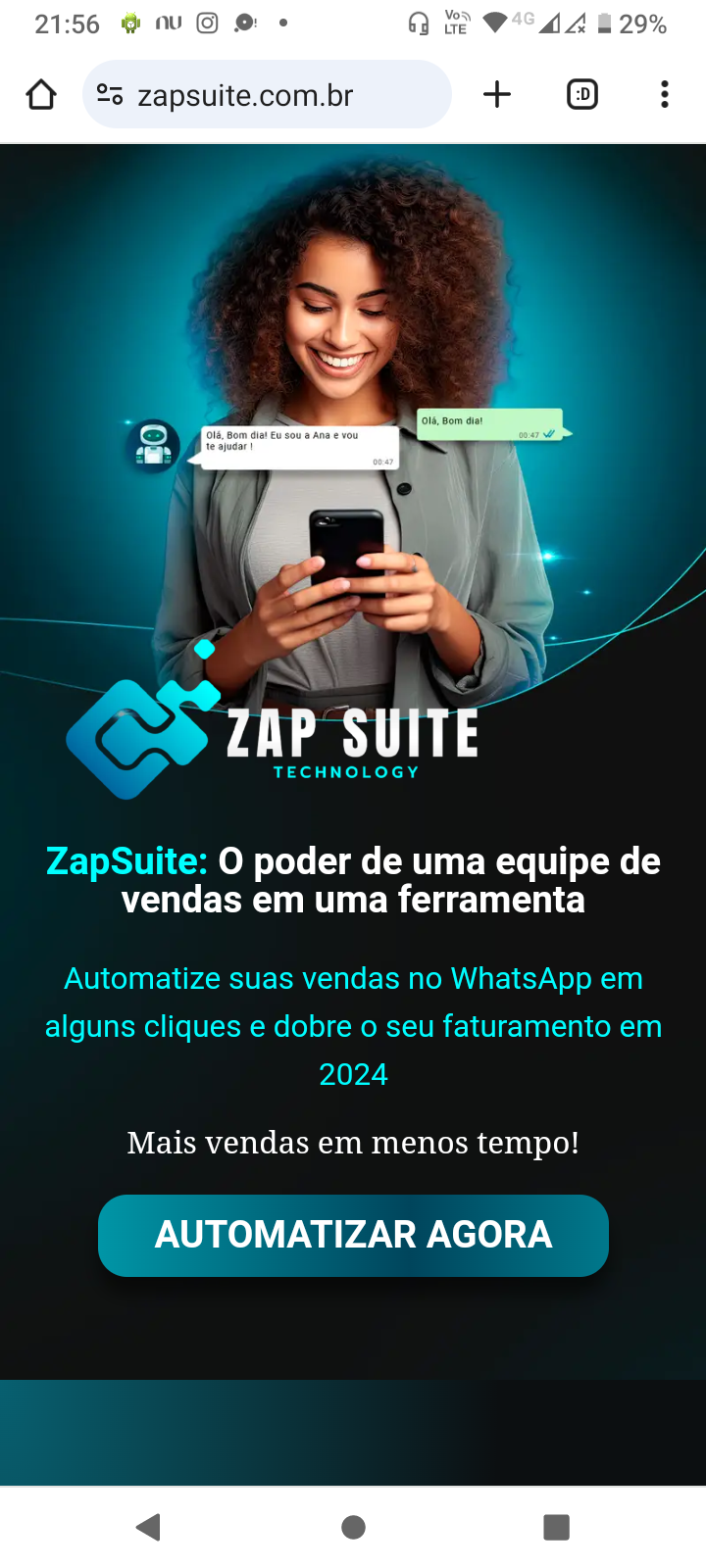 ZAP SUITE : VENDAS AUTOMÁTICAS NO WHATSAPP — Bio Site